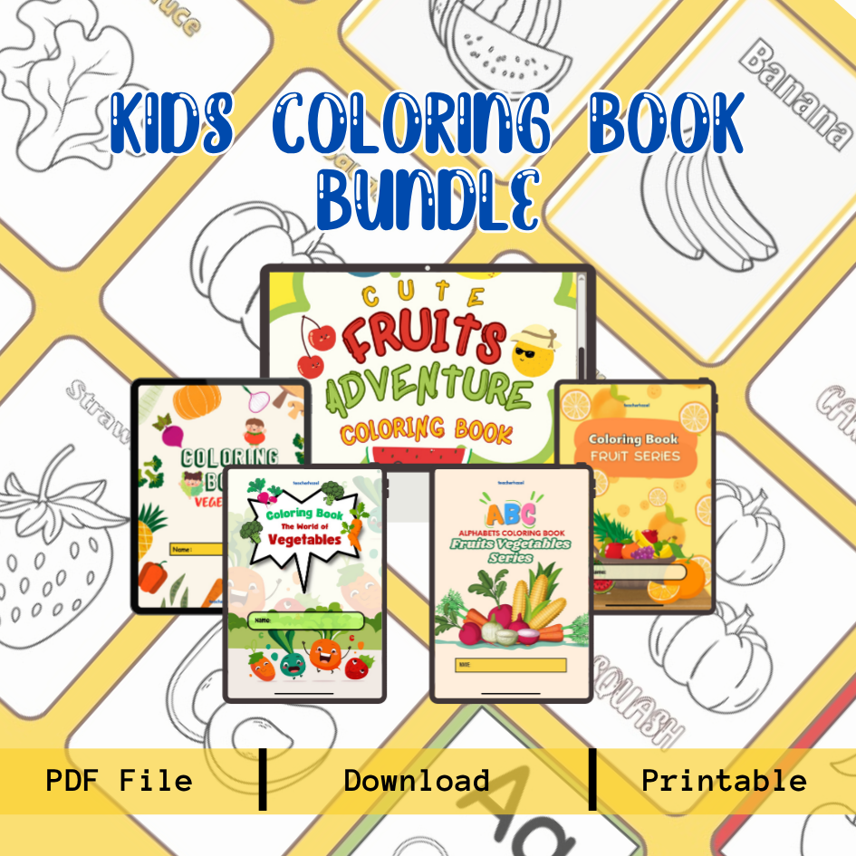 [TEACHERHAZEL] KIDS FRUITS & VEGETABLES COLORING BOOK (VOLUME 2)