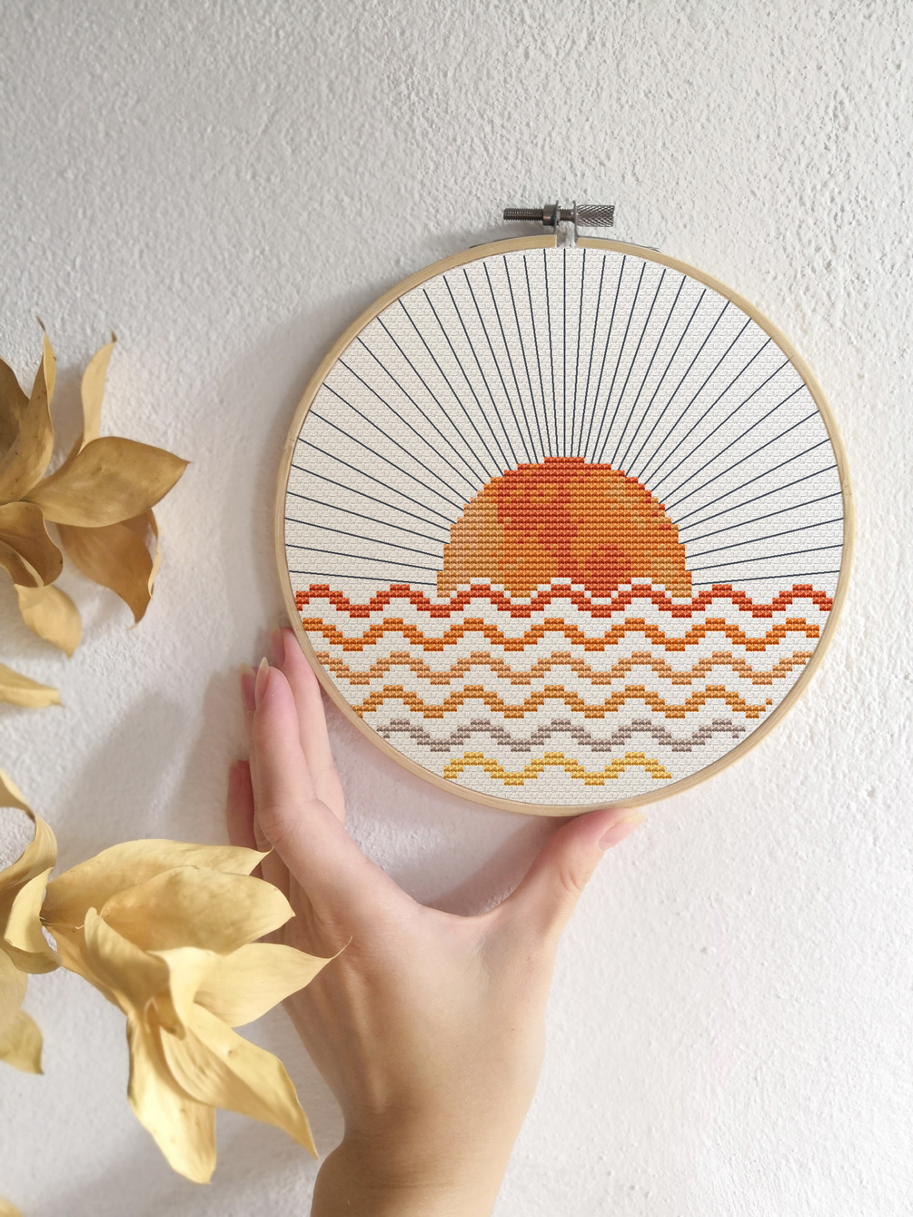 Boho sun cross stitch pattern Modern cross stitch PDF Abstract sun and ...