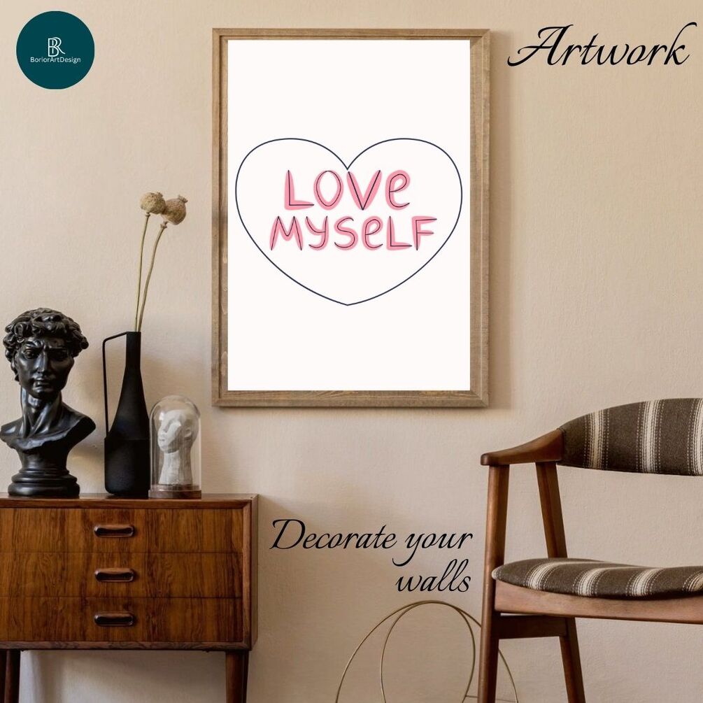 Affiche Love Myself | Art Minimaliste et Motivant | Décoration Murale ...