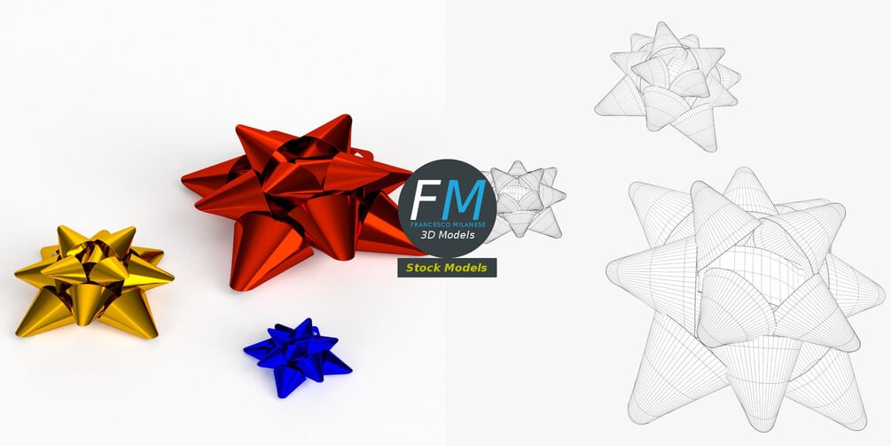 3D MODEL - Star ribbons bows