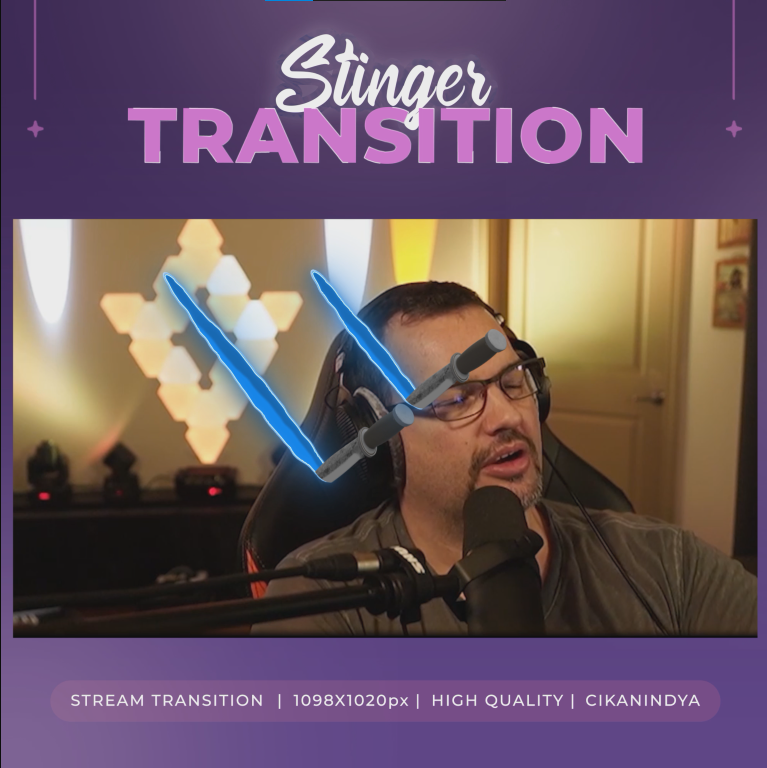 Animated Stinger Transition Cyber Samurai Swords | Neon Blue Blade Cut | Gaming & Vtuber FX