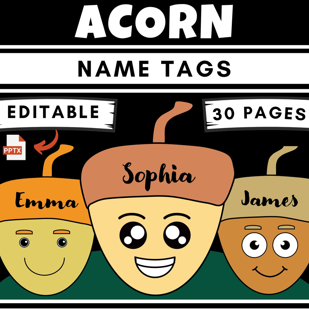 Editable Fall Acorn Name Tags : Fun Classroom Decor for Back to School ...