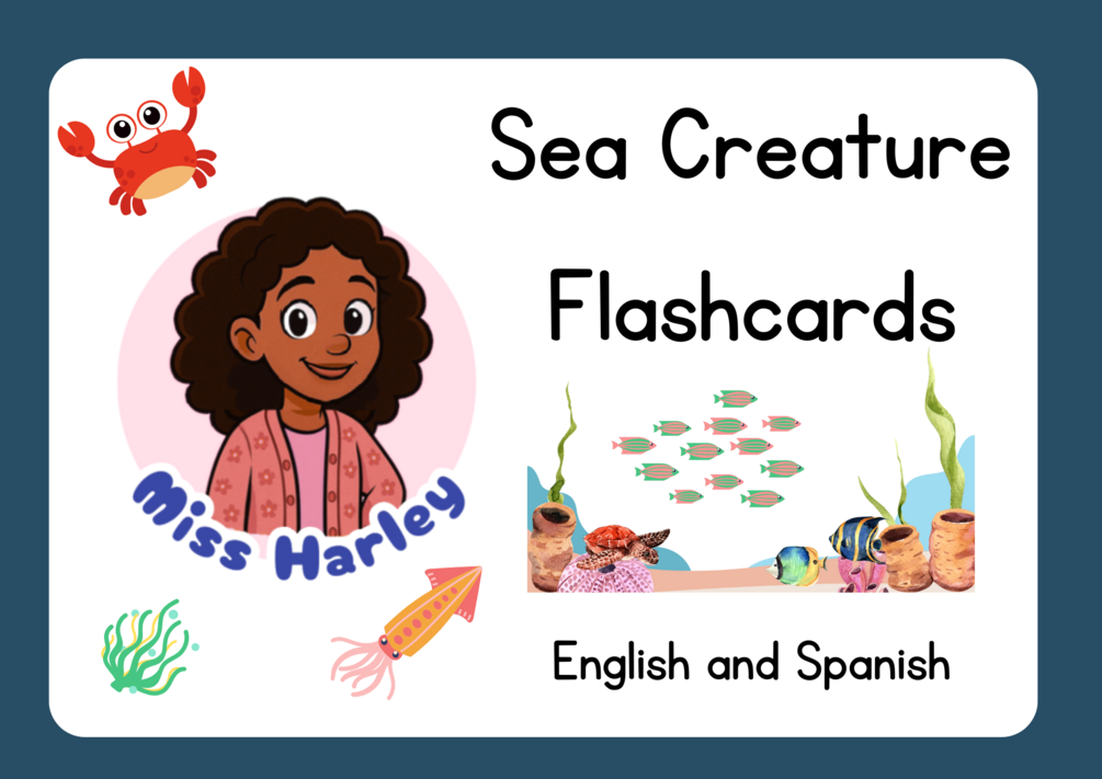 Bilingual Flashcards - Sea Creatures - English and Spanish
