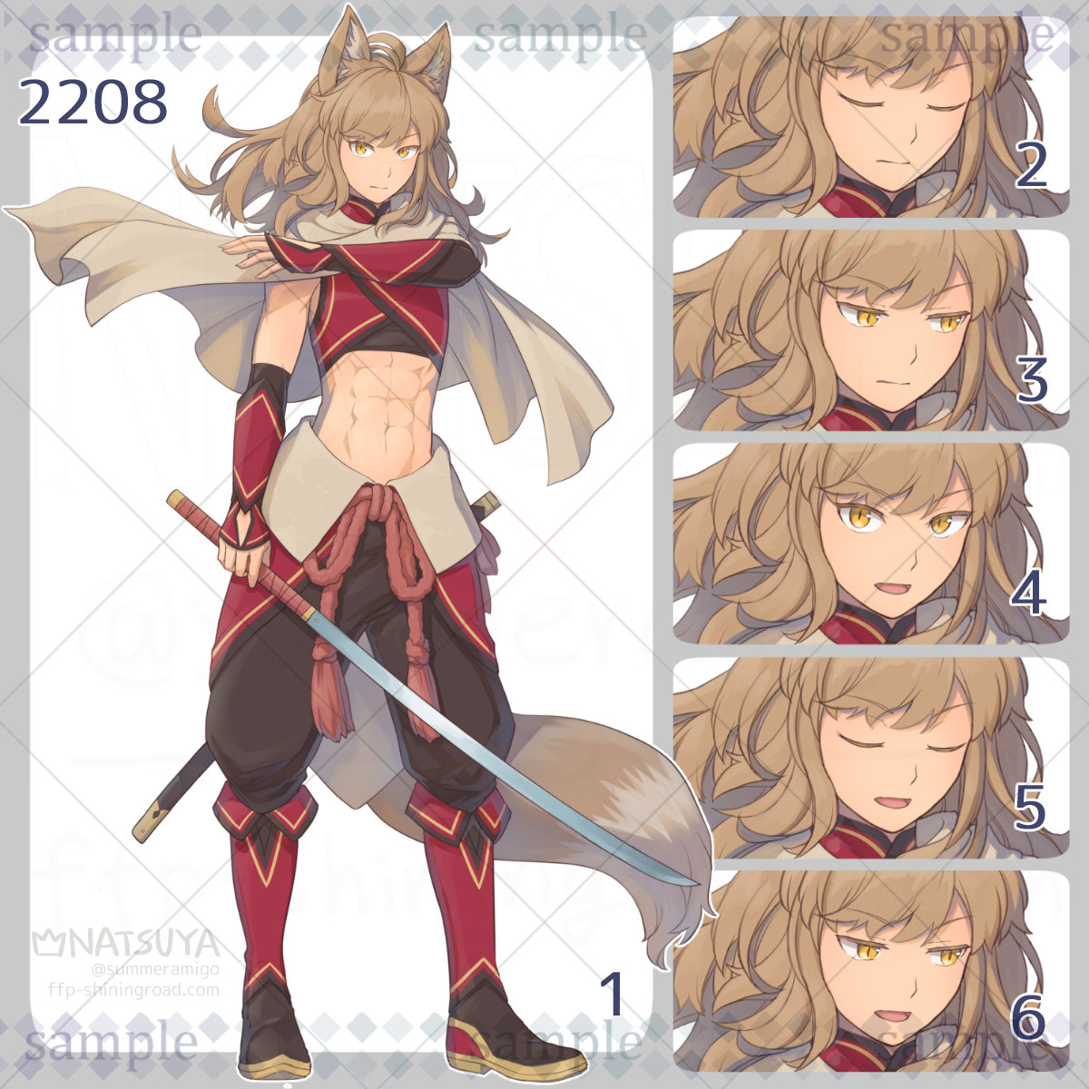 Anime Character Art Pack: 2208 - 6 Expressions | Image: Young man ...