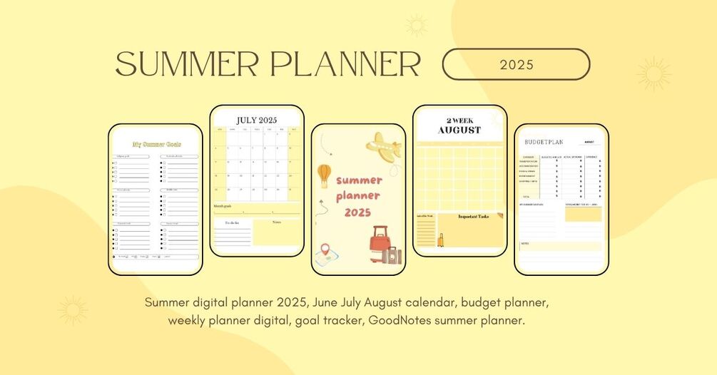 Summer Planner 2025 Digital | PDF Planner | Daily Weekly Monthly ...