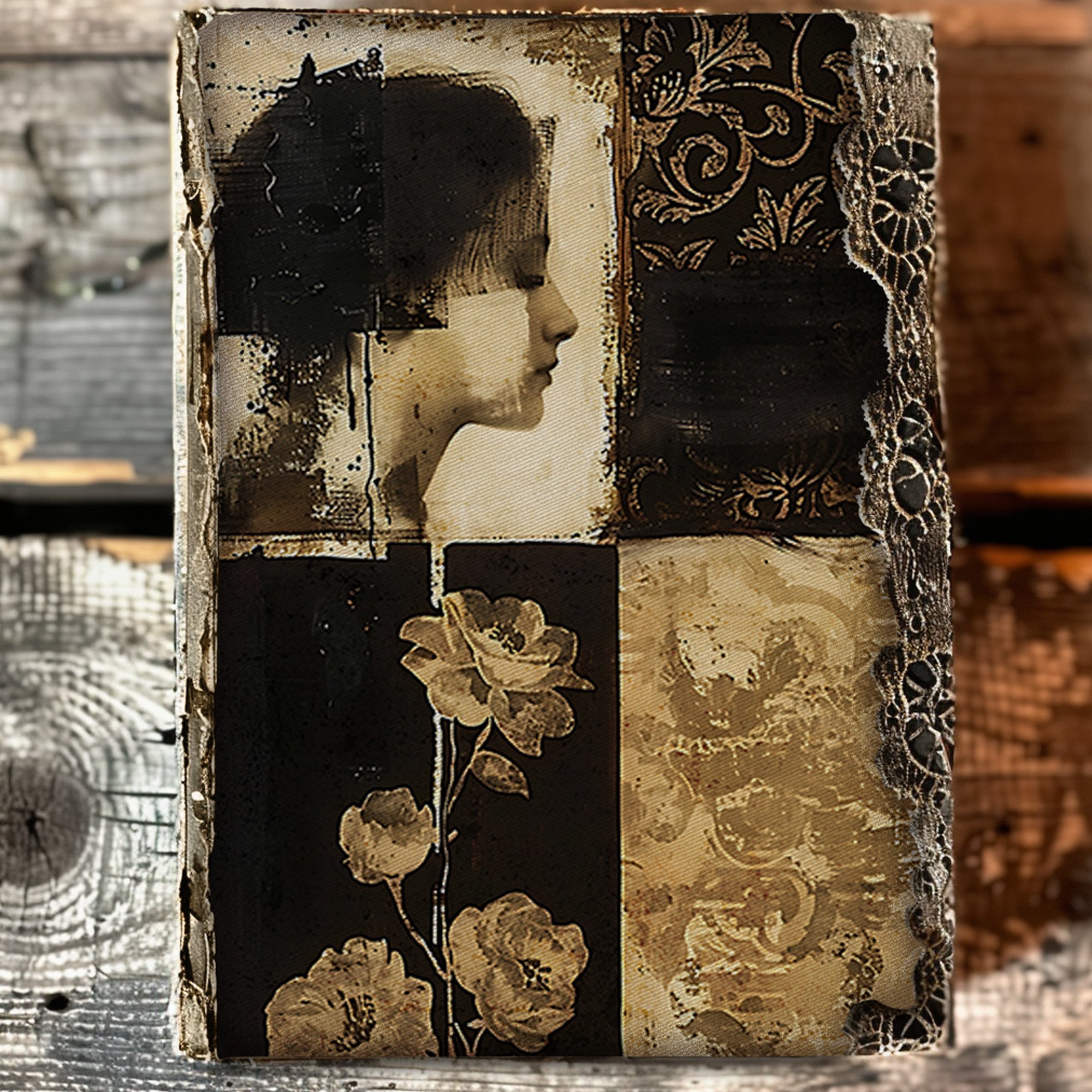 16 pc Gold Color Block Patch Lady Portrait Collage Printable Junk ...
