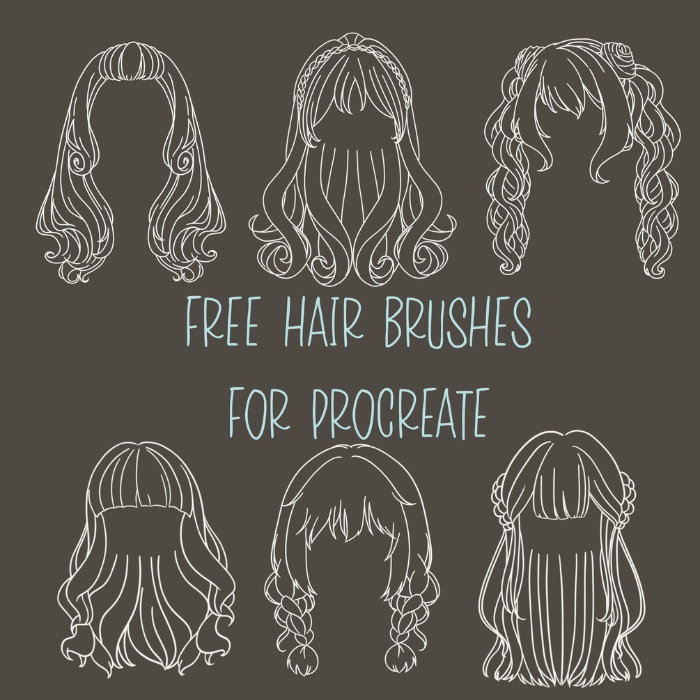 Free 12 Chibi & Anime Hair Stamp Brushes for Procreate