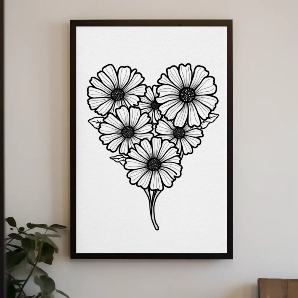 Marigold Heart Wall Art Digital File
