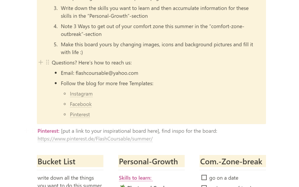 The ultimate summer-guide Notion Template (healthy, hot, productive ...