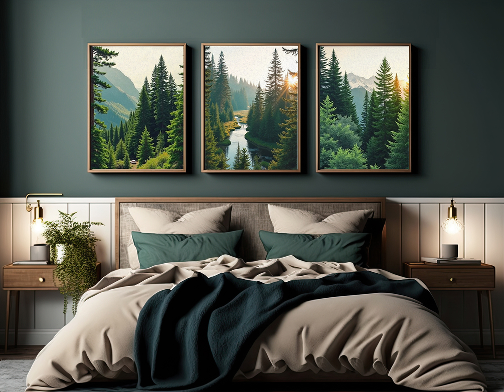Wanderlust Forest Wall Art – Adventure-Inspired Green Toned Prints