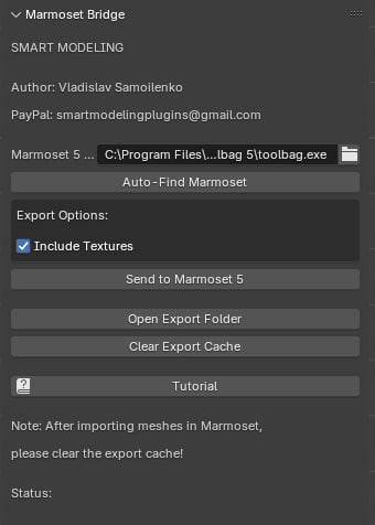 Blender - Marmoset bridge add-on