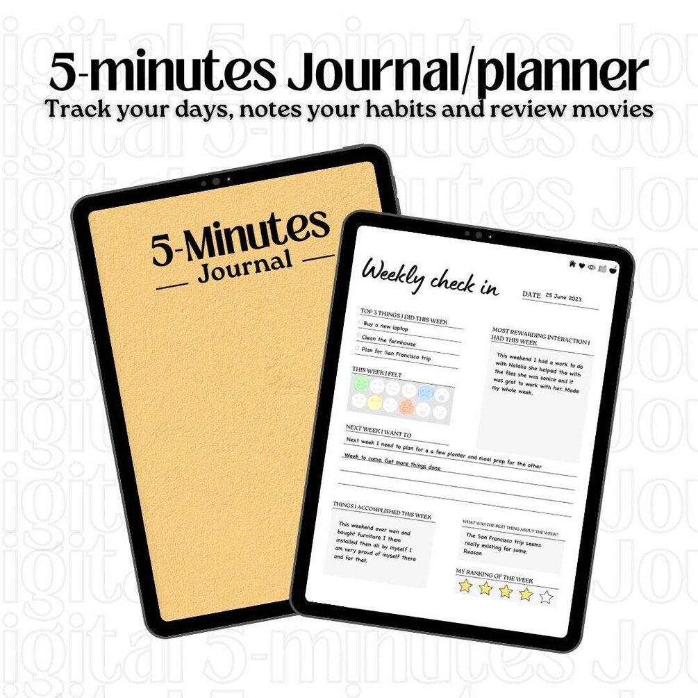 Digital 5-minutes Journal Planner For Productivity and Organization ...