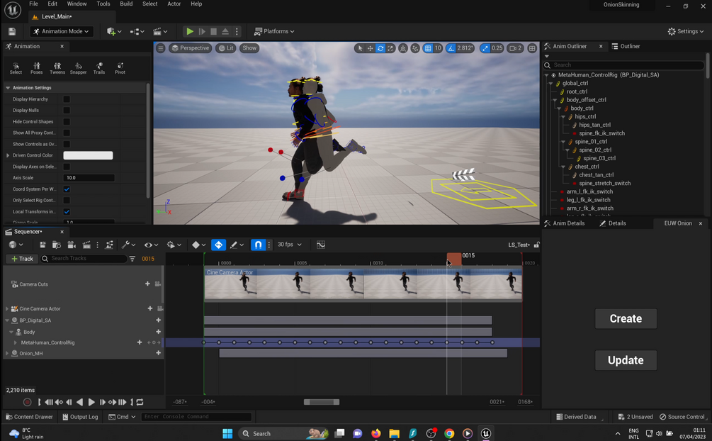Onion Frames Widget for Animating Metahumans in Unreal Engine