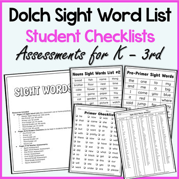 Dolch Sight Word - Back to School Student Checklists - Quick Check ...