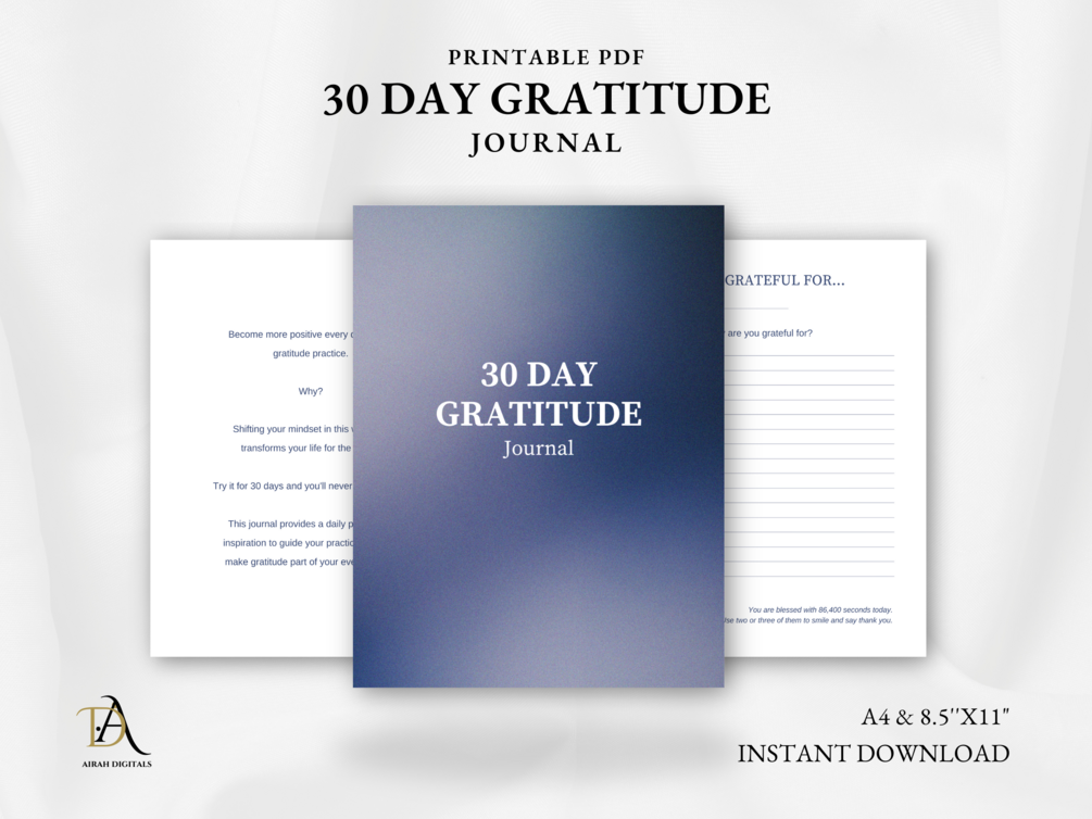 30 Day Gratitude Journal Digital Download | PDF