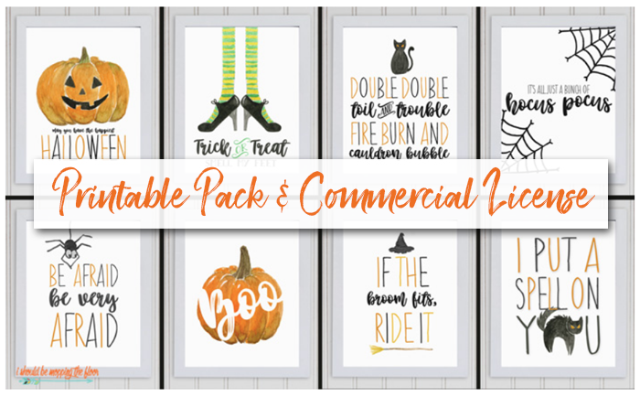 Commercial Pack & License: Eight Halloween Watercolor Printables