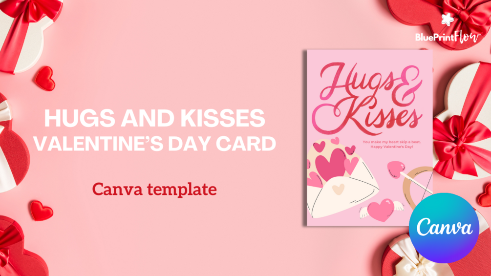Hugs and Kisses Cute Happy Valentine's Day Greeting Card Printable ...