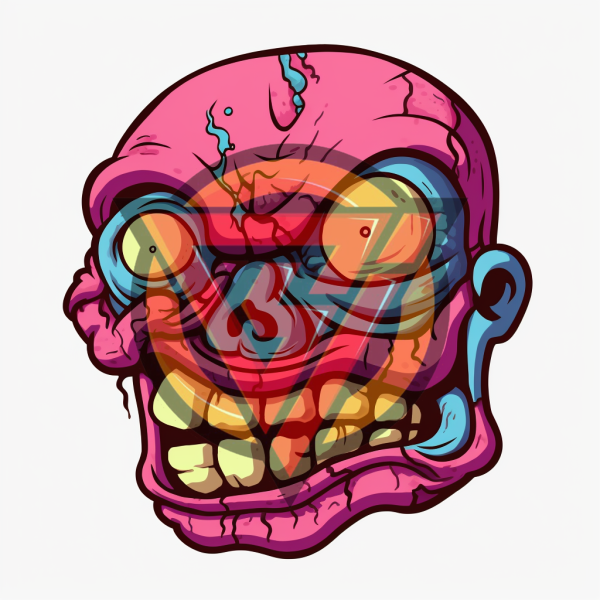 Undead Freak - Twisted Zombie Skull Digital Art