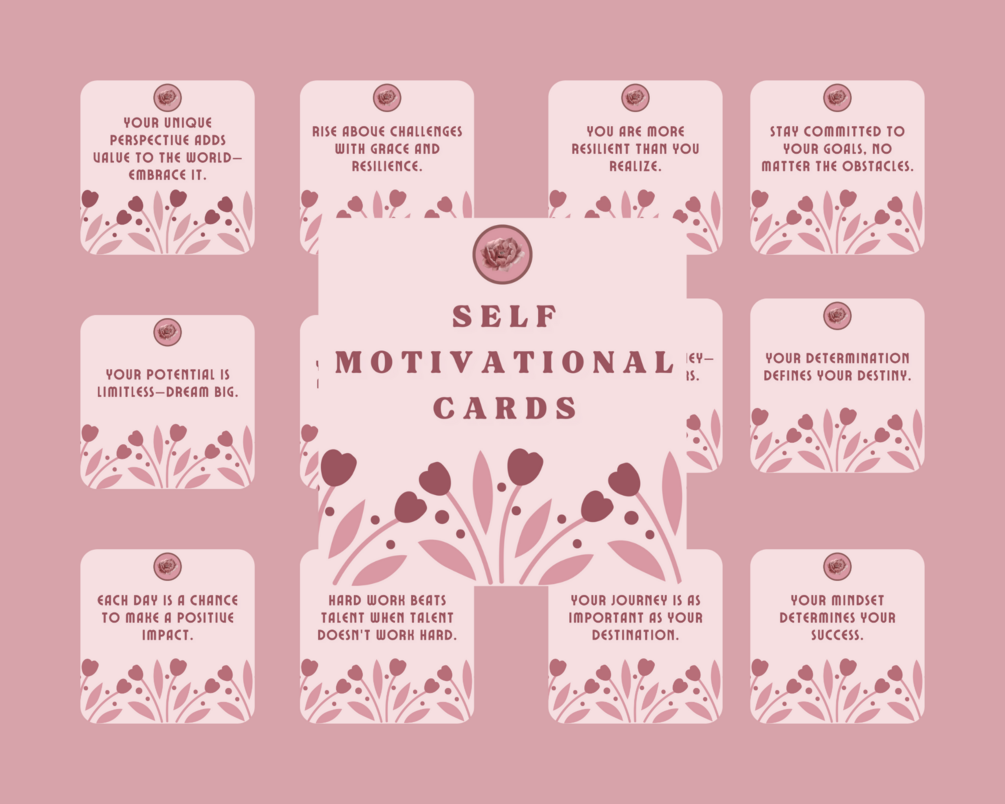 Printable Rose Gold Self Motivational Card