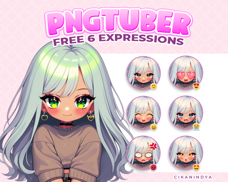 PNG Tuber | Fashionable Girl with Mint Hair and Heterochromia Eyes ...