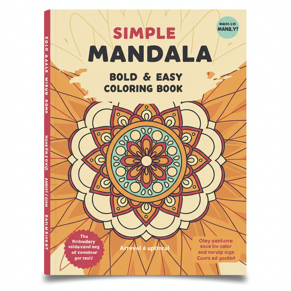Simple Mandala bold and easy coloring book