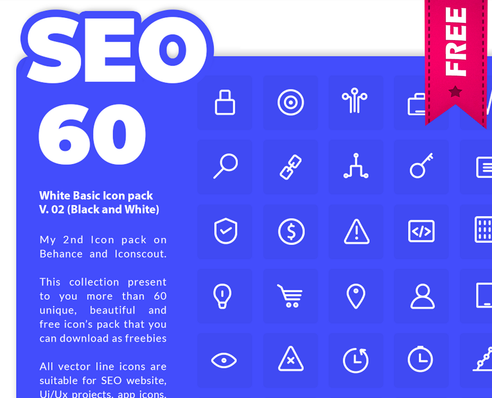 60 SEO Basic line Icon's pack V. 01