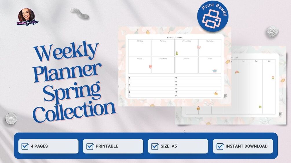 Weekly Planner - Spring Collection - Digital Download, Printable PDF
