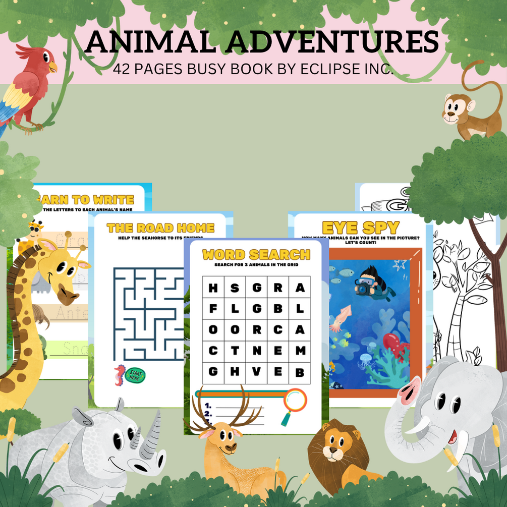 Animal Adventures Busy Book for KIDS - 42 pages