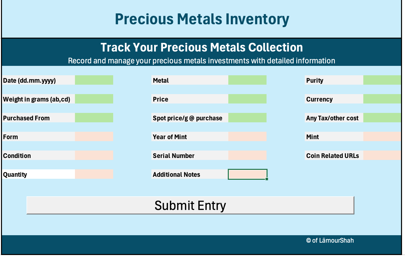 Precious Metals Tracker: Excel Template for Gold, Silver & Platinum ...