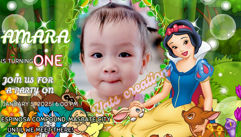 SNOW WHITE BIRTHDAY INVITATION LAYOUT