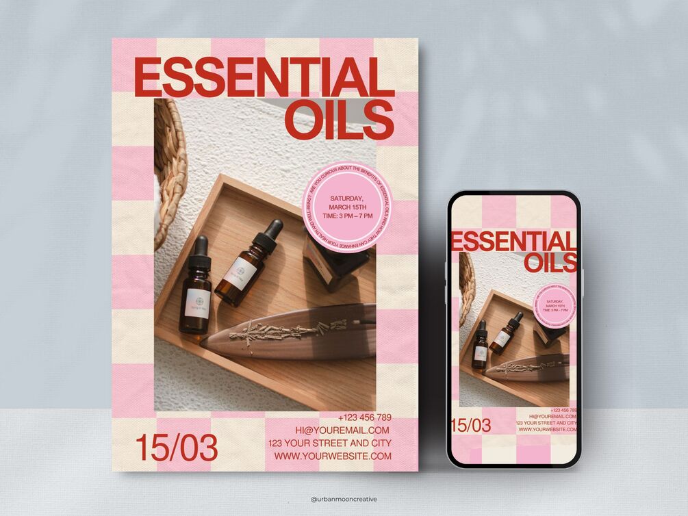 Pink Essential Oil You're invited Flyer Invitation Template, Digital Or ...