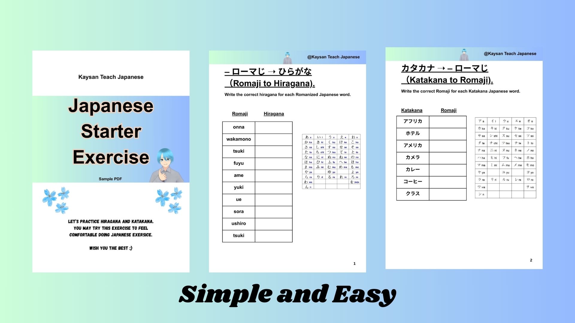 FREE!!! - Japanese Starter Exercise