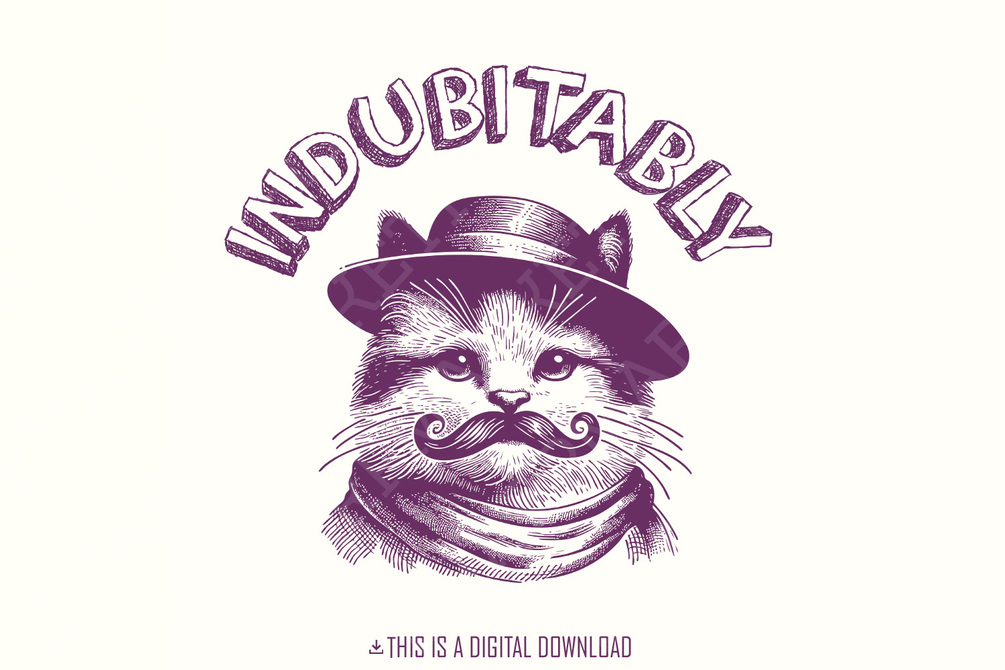 Indubitably Cute Vintage Gentleman cat, Handdrawn Style kitty, kitten ...