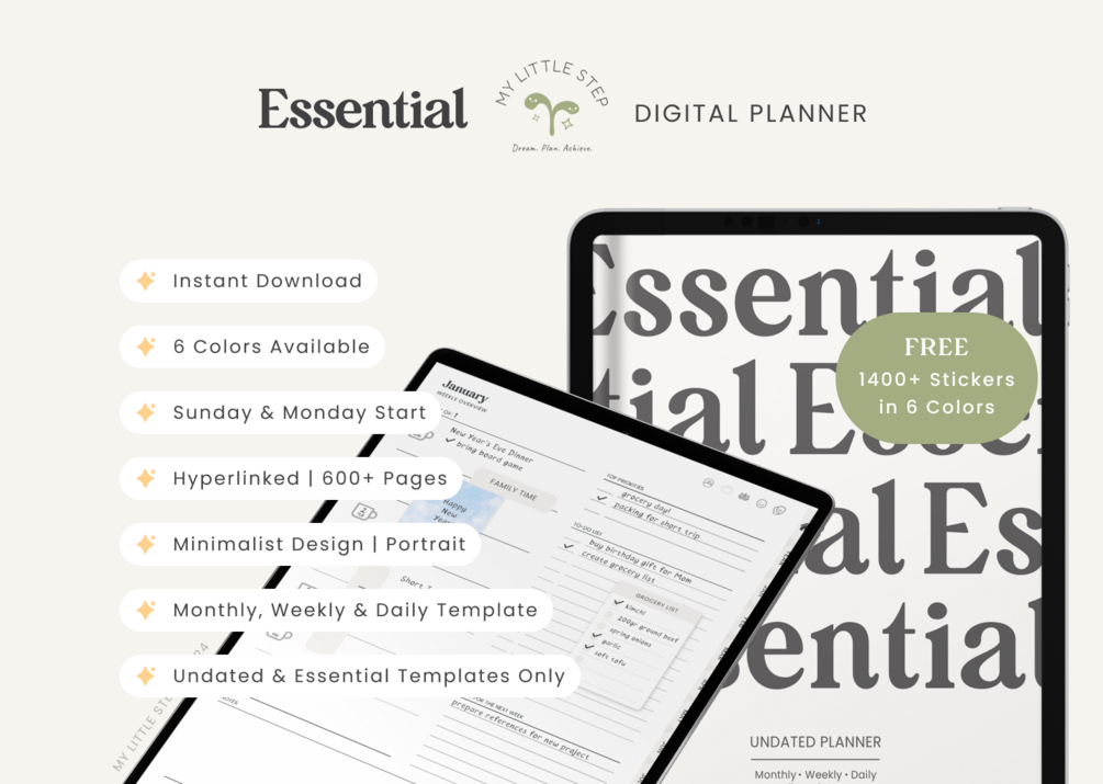 Essential Undated Digital Planner (Portrait)