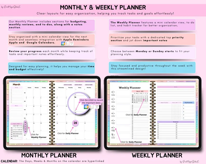 All In One Digital Planner ,Digital Goodnotes Template, Weekly, Daily ...