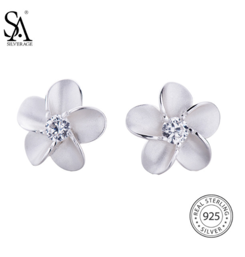 SA SILVERAGE Real 925 Sterling Silver Stud Earrings