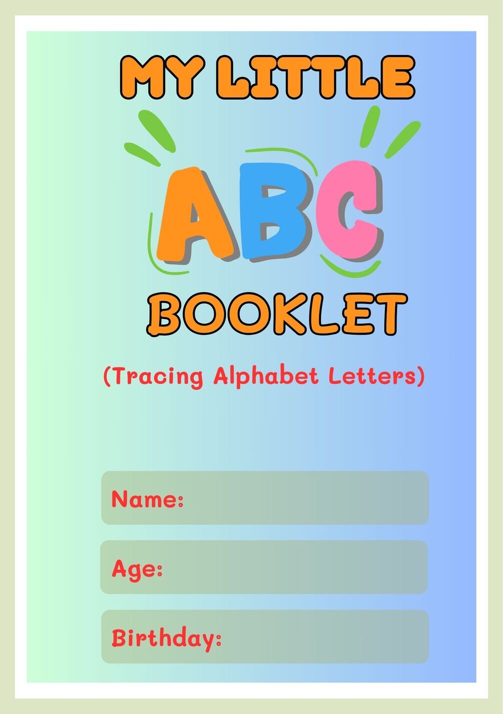 My Little ABC Tracing Booklet Worksheet