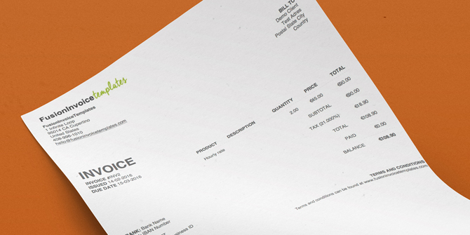Vertical - Professional invoice for FusionInvoice 2016