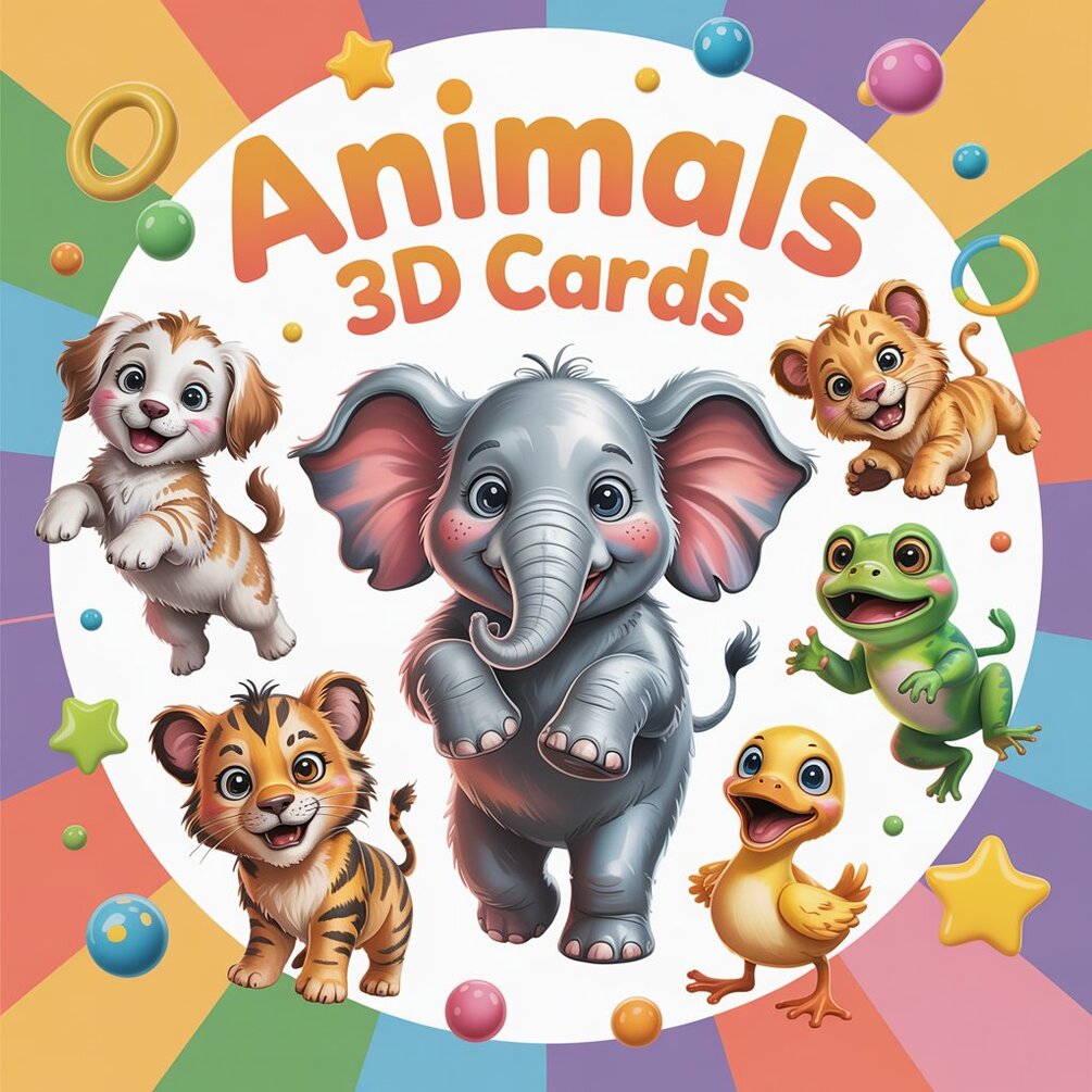 Animals 3D Flashcards + FREE Audio Story for Kids