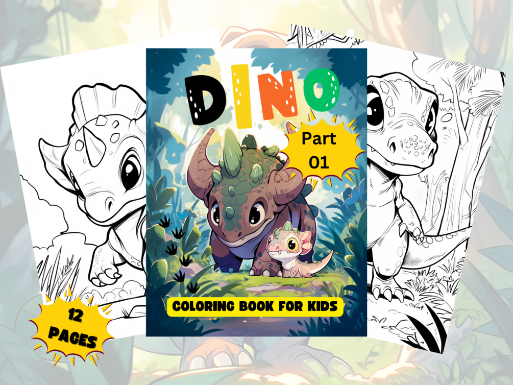 DINO - Cute Dinosaurs - Coloring Book for Kids /Part 01