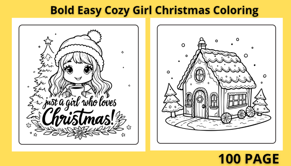 Bold Easy Cozy Girls Christmas Coloring