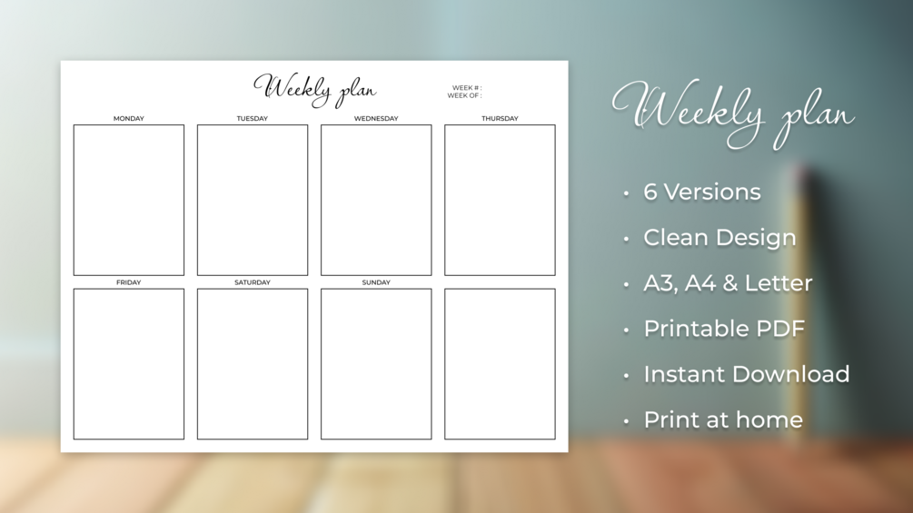 Weekly Planner Printables (6 Designs) - Minimalist, Elegant, Undated ...