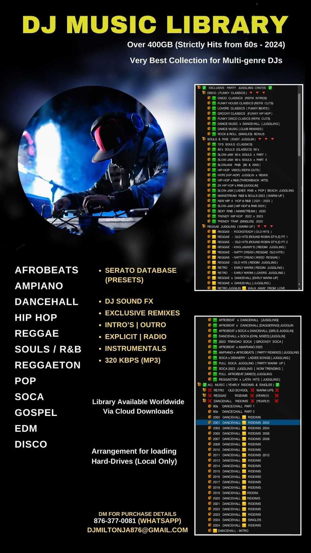 DJ MUSIC LIBRARY + SERATO DATABASE (PRESETS)