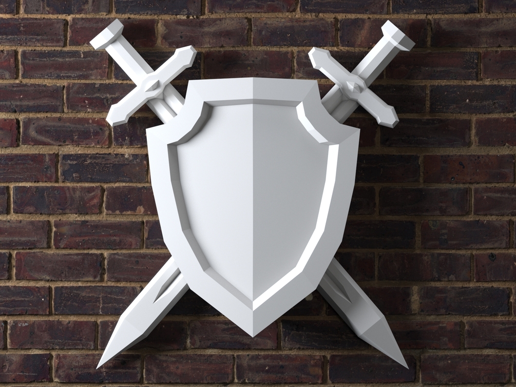 Shield and Swords DIY papercraft PDF template DXF cameo