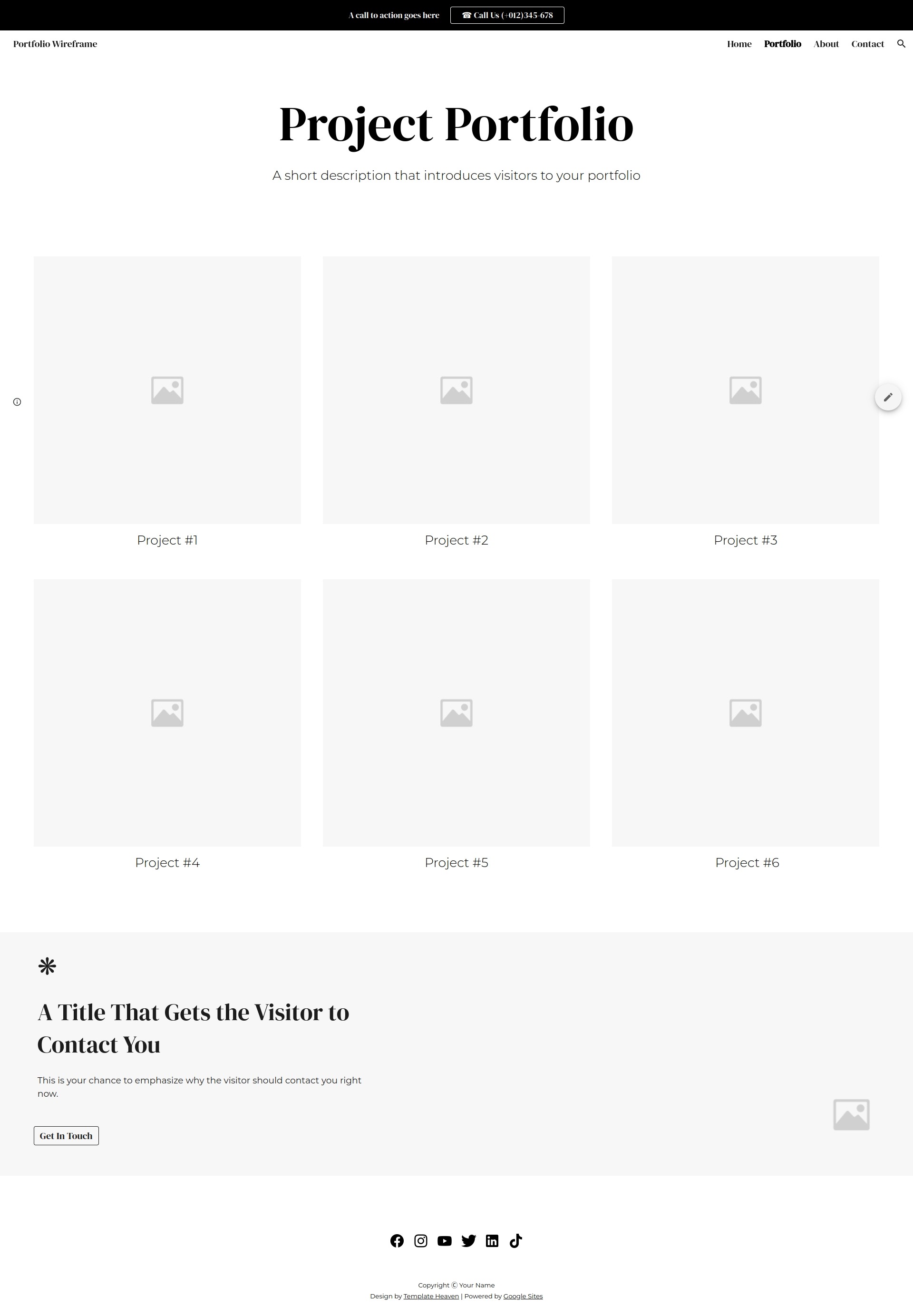 PORTFOLIO | Google Site Wireframe Template