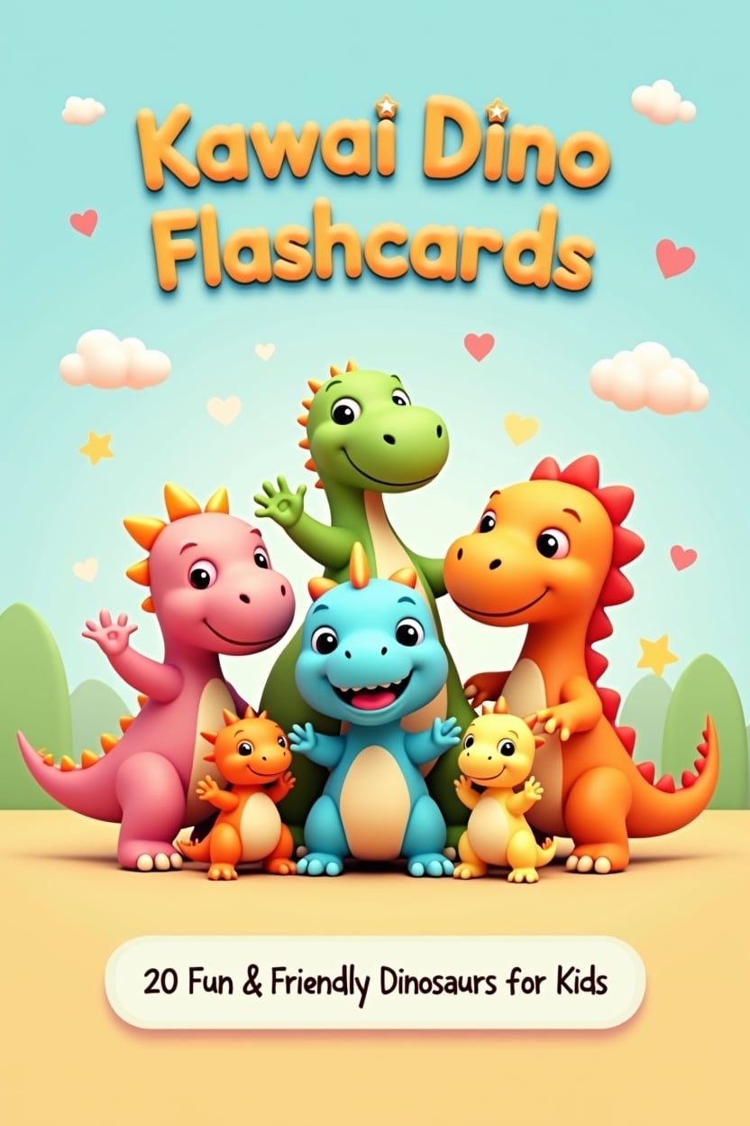 “20 Cute Dino Flashcards 🦕 | Ages 2+”