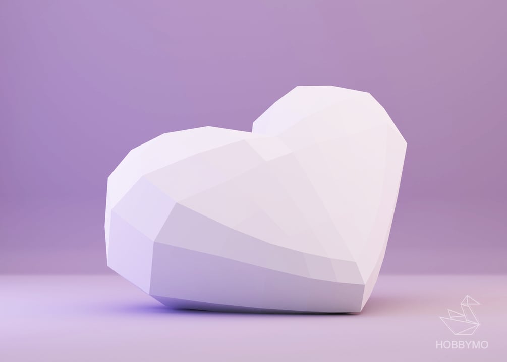 3D Low Poly Heart (printable pdf template). Paper Sculpture, Low poly ...