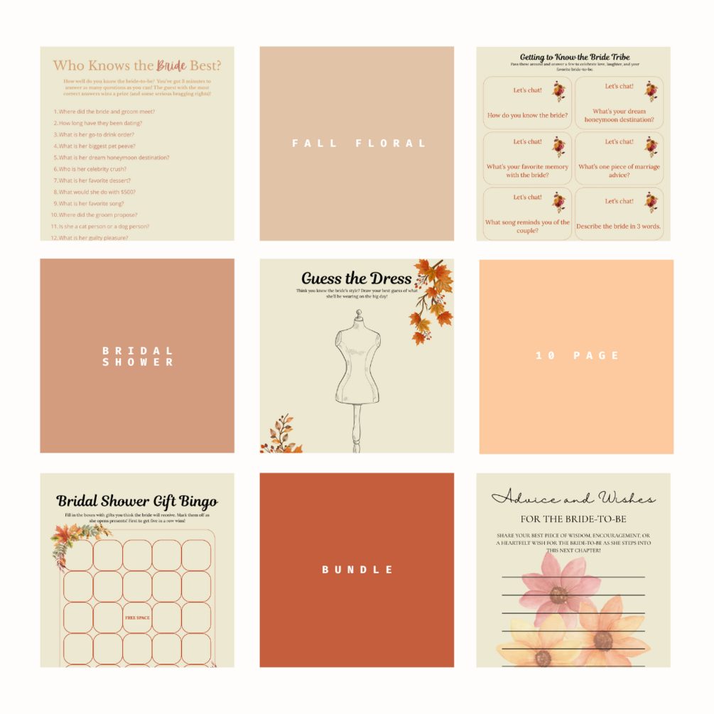 Fall Bridal Shower Printable Bundle | Cozy Autumn Game Collection