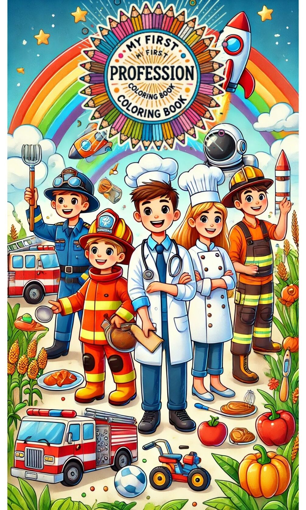 Educational Children's Coloring Book - Professions