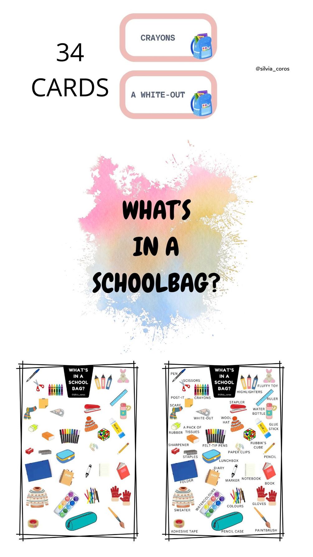 What's in my schoolbag? (read, look and guess!)